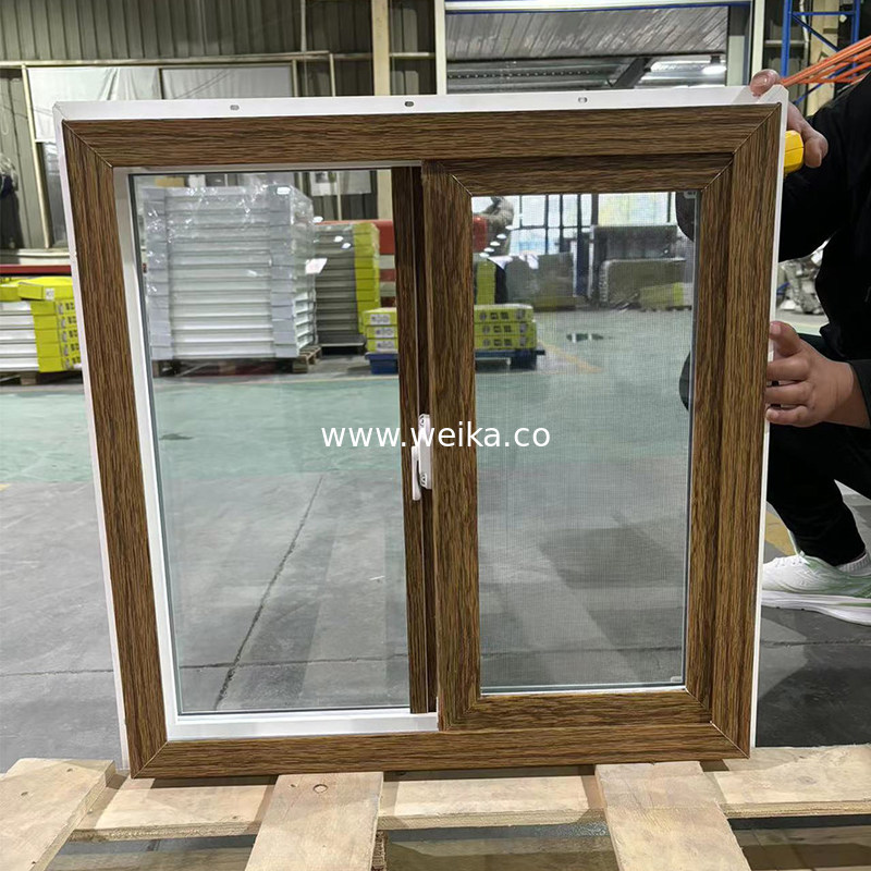 American PVC Sliding Windows Custom Manufacturing Wood Texture Inside ...